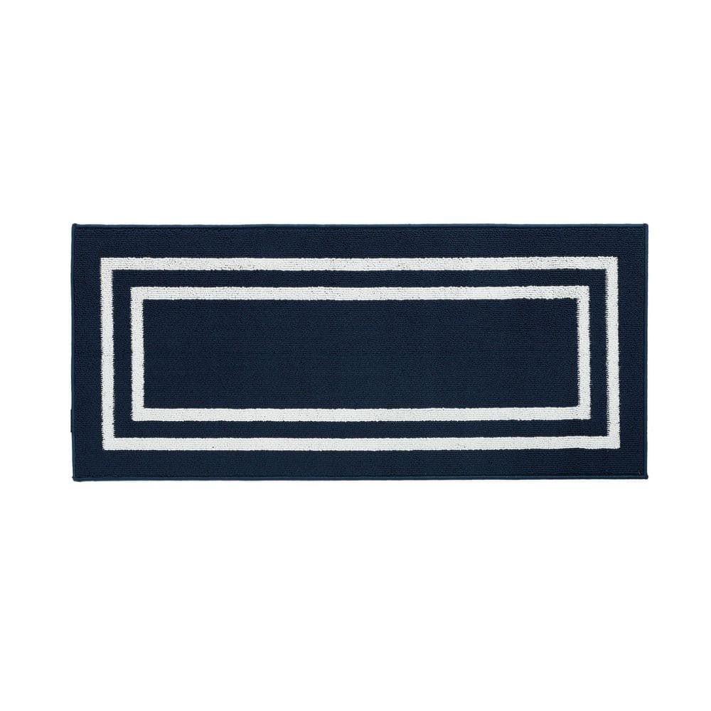 Nautica Double Line Border Navy and White 2 ft. 2 in. x 3 ft. 9 in ...