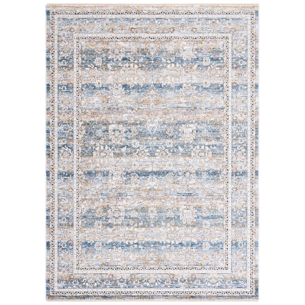 SAFAVIEH Moondust 4 ft. x 6 ft. Blue/Gray Striped Medallion Area Rug ...