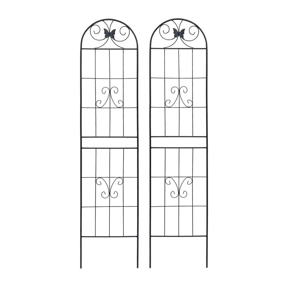 Miscool Avex Black 2-Pieces 19.7 in. W x 86.7 in. H Metal Garden Trellis for Climbing Plants ...