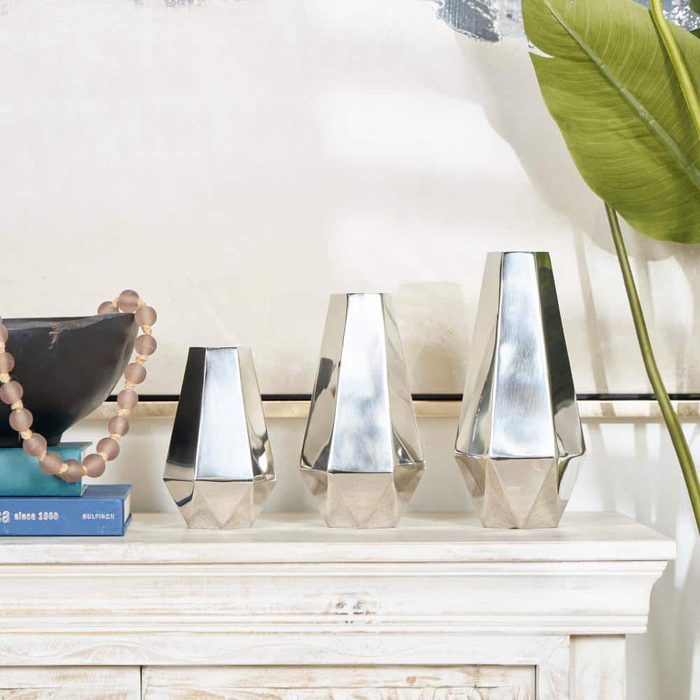 Litton Lane Silver Hexagon Shaped Stainless Steel Geometric Decorative ...