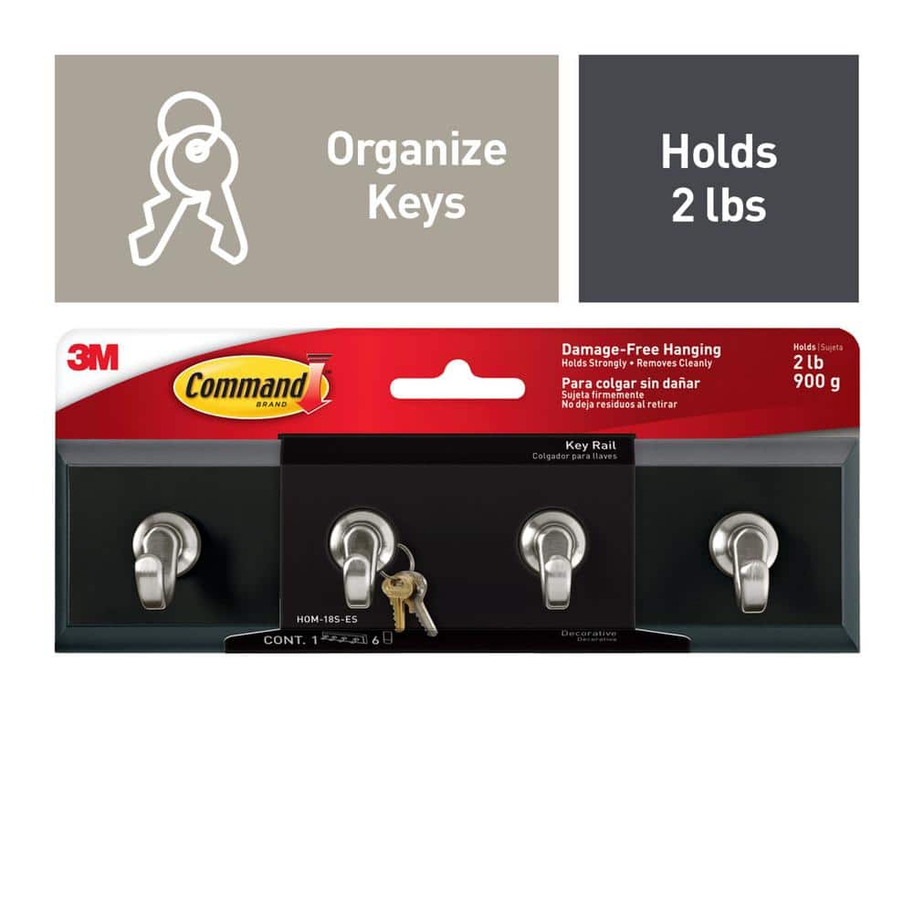 Command 2 lbs. Slate Key Rail, Gray HOM-18S-ES - The Home Depot