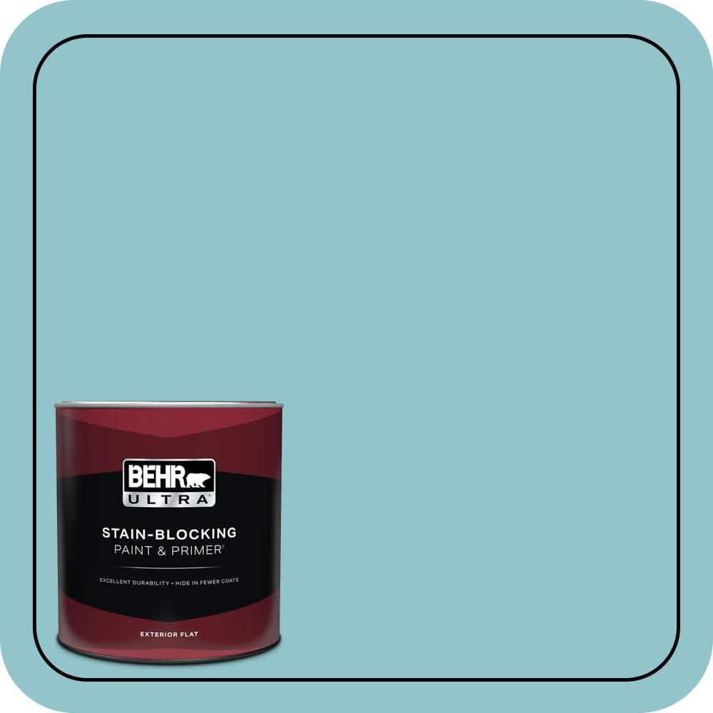 BEHR ULTRA 1 qt. #MQ6-32 Cosmic Blue Flat Exterior Paint & Primer ...