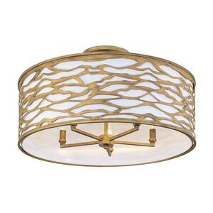 ALOA DECOR 24 in. 5-Lights Modern Glam Soft Gold Round Flush Mount ...