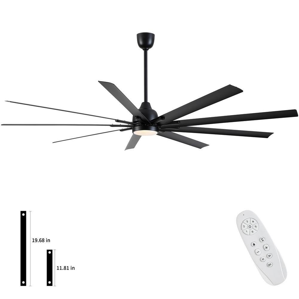 YUHAO 84 in. Windmill Integrated Dimmable LED Indoor Large Black ...