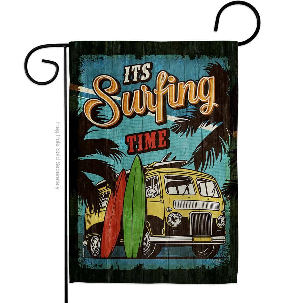 Breeze Decor 13 in. x 18.5 in. It's Surfing Beach Garden Flag 2-Sided ...