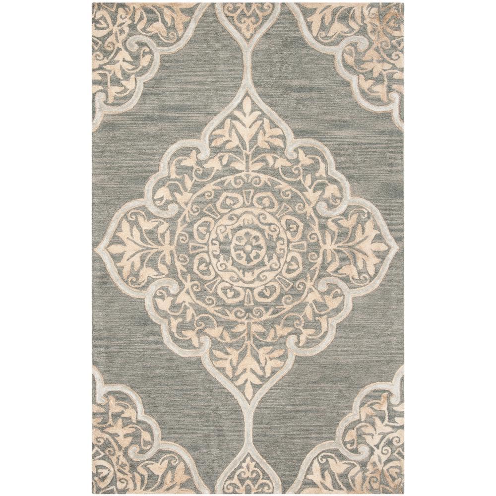 SAFAVIEH Dip Dye Slate/Beige 5 ft. x 8 ft. Medallion Area Rug DDY510B-5 ...
