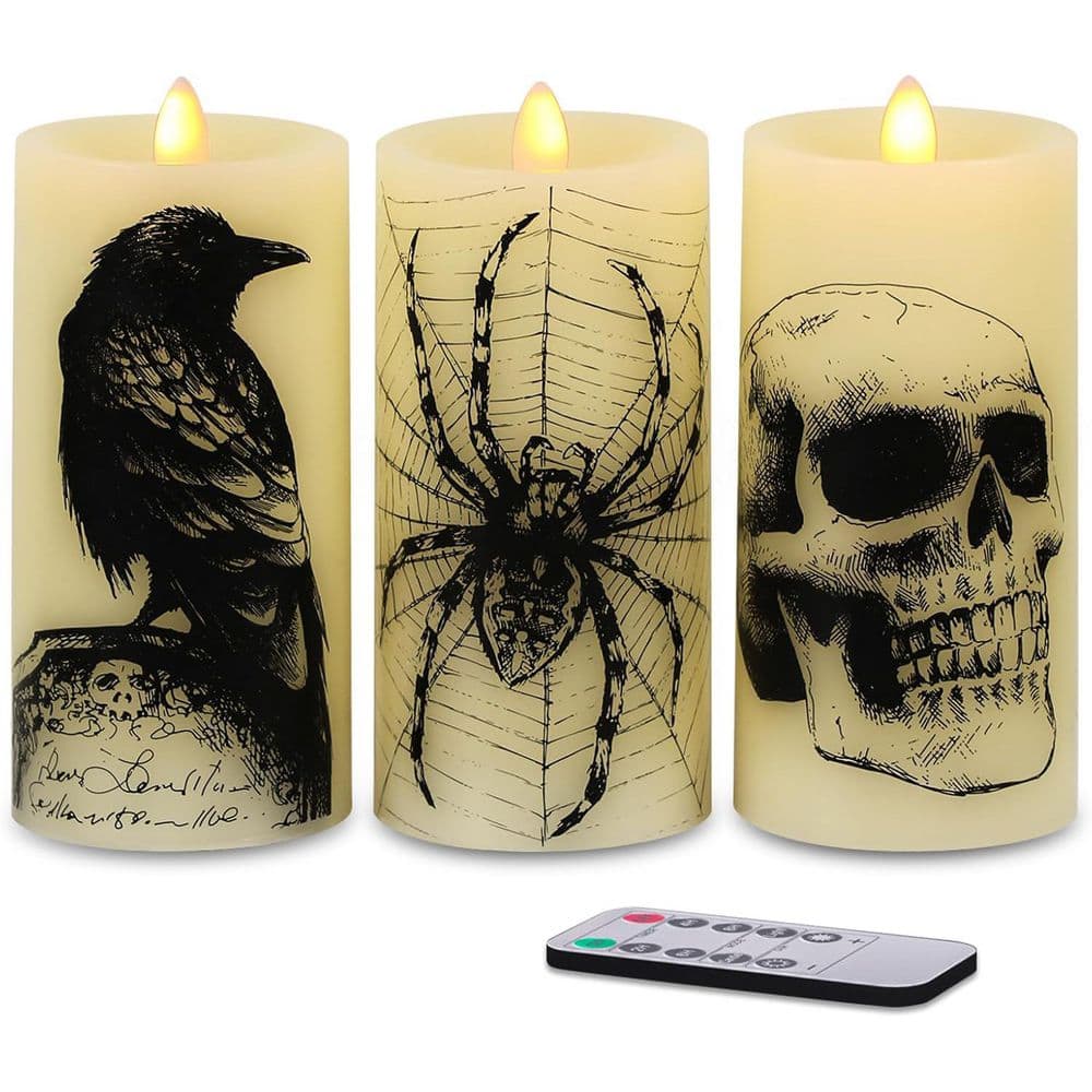 Halloween Cream Color LED Flat Wick Flickering real paraffin wax in ...