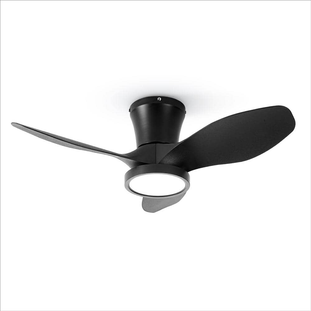 QRMOK 32 in. LED Indoor Black Small Ceiling Fan with Remote and ...