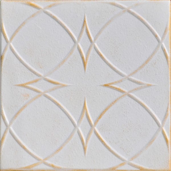 A La Maison Ceilings Circles and Stars White Washed Gold 1.6 ft. x 1.6 ...