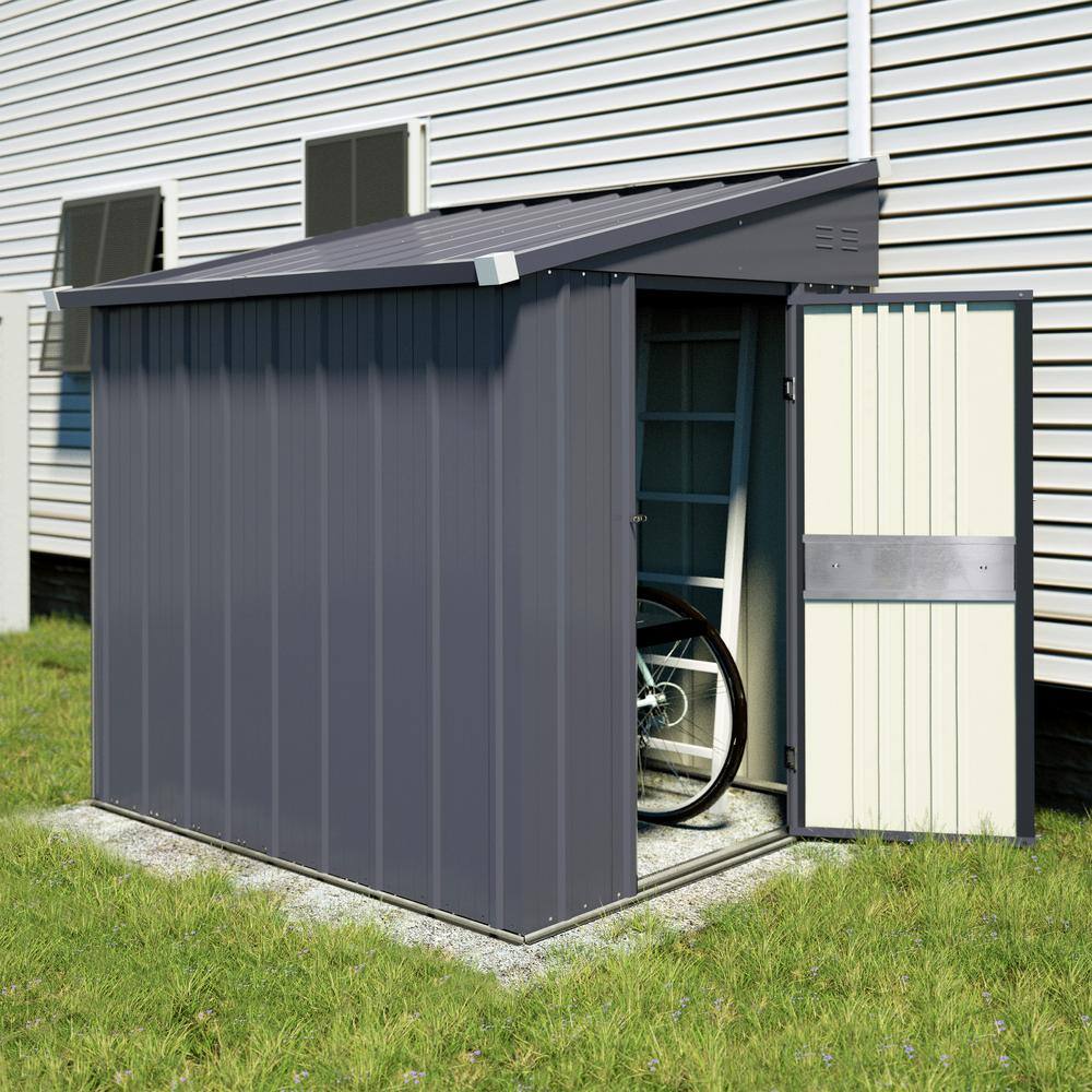 VEIKOUS 4 ft. W x 6 ft. D Metal Lean-to Shed Storage Shed 23 sq. ft. in ...