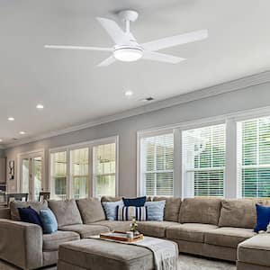 LINJO 48 in. Modern Black 5 ABS Blades Downrod Standard Ceiling Fan ...