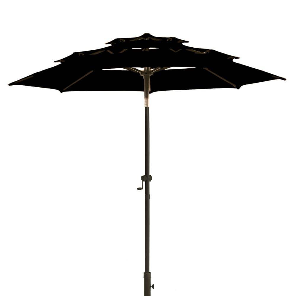 PASAMIC 9 ft. 3-Tier Market Patio Umbrella with Push Button Tilt and ...