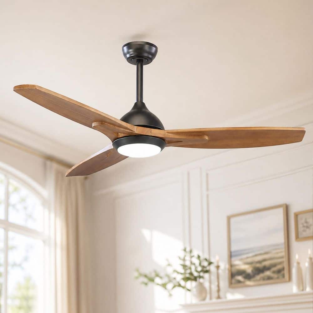 MODERN HABITAT 52 in. Integrated LED Indoor Downrod Mount Matte Black ...
