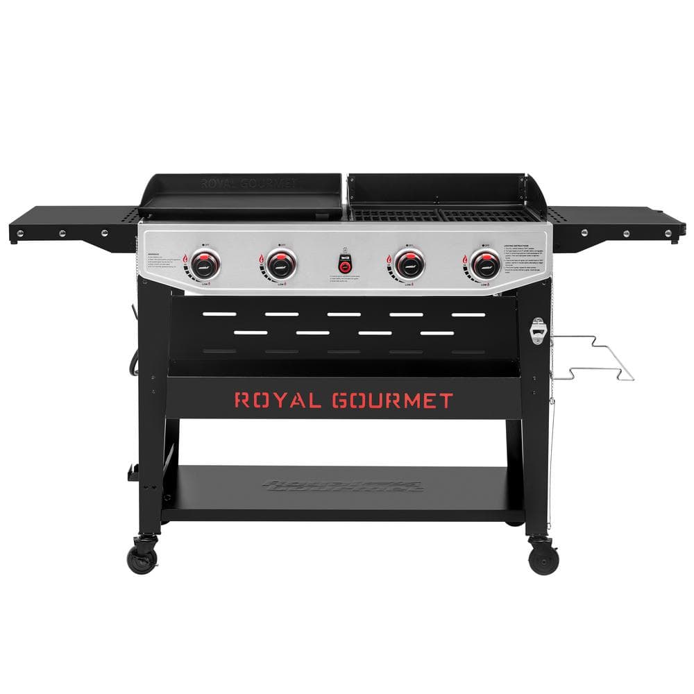 Royal Gourmet 4-Burner Gas Grill and Griddle Combo with Cooking Grates ...