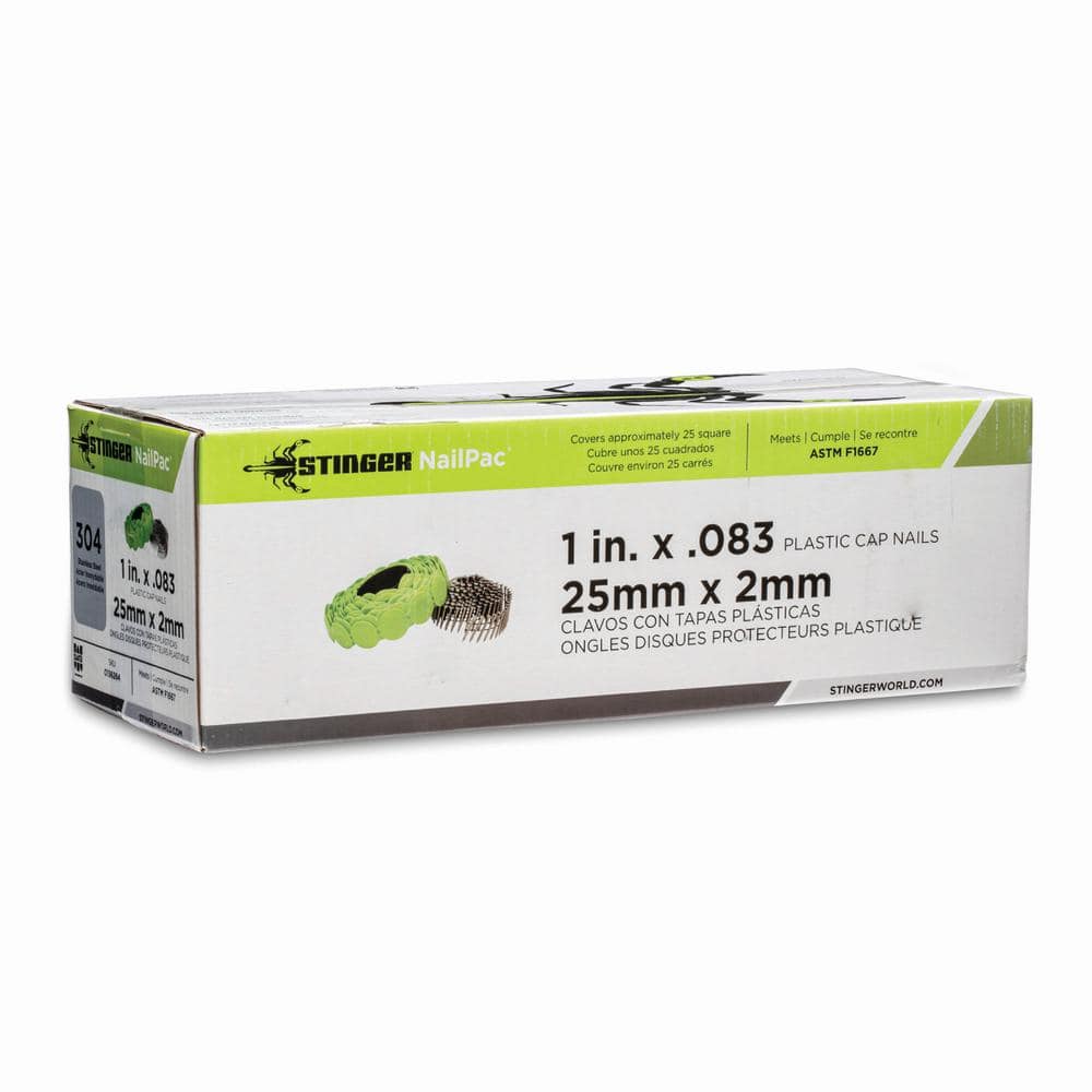 Stinger NailPac 1 in. x 14-Gauge 15 degree 304 Stainless Steel Collated ...