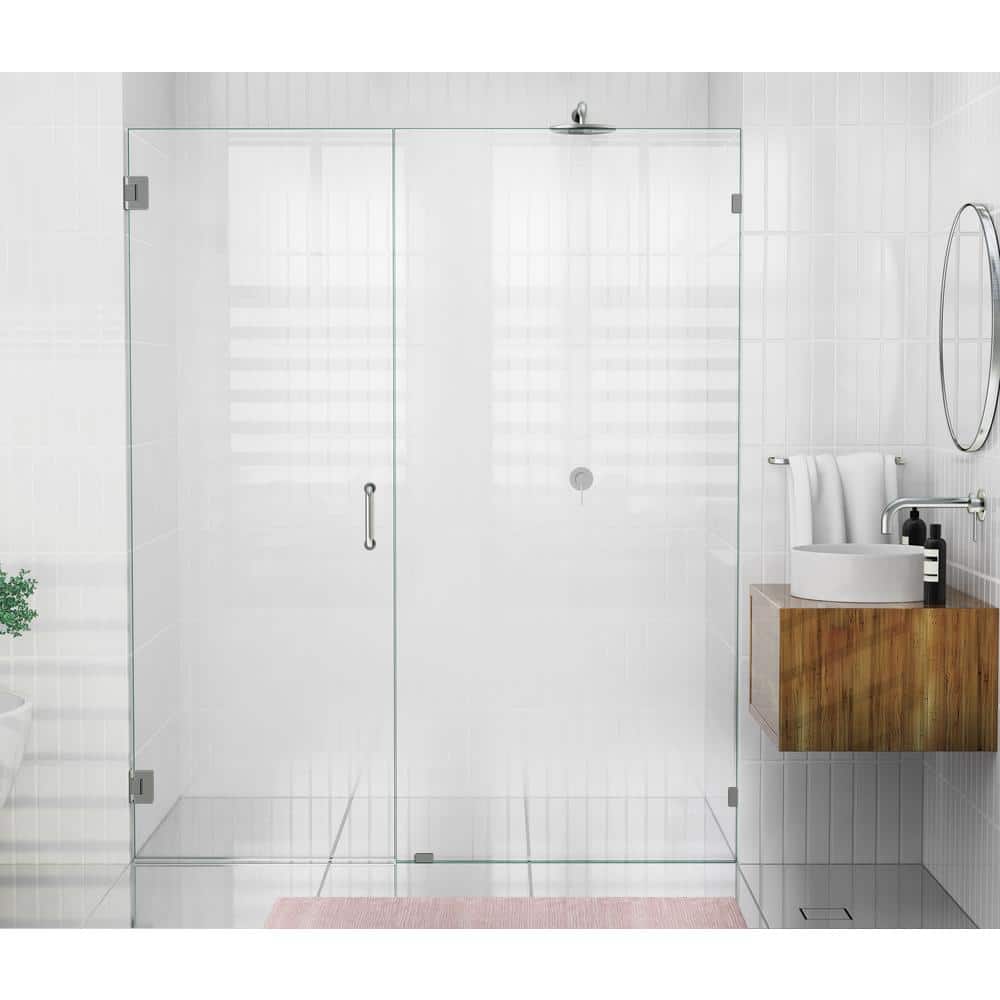 Glass Warehouse Illume 72.25 in. W x 78 in. H Wall Hinged Frameless ...