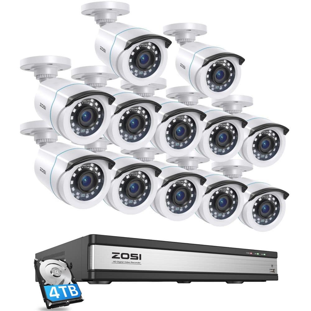 ZOSI 16-Channel 3K-Lite 4TB DVR Security System with 12-Wired 1080p ...