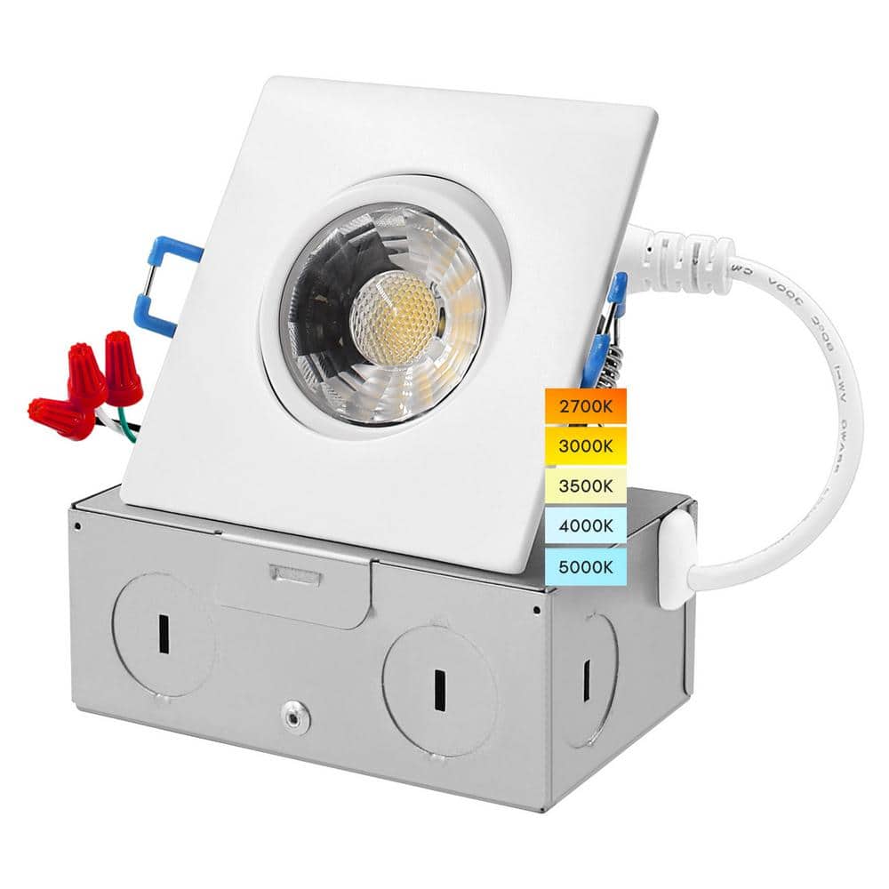LUXRITE 3 in. Square Adjustable LED Gimbal Canless Recessed Light with ...