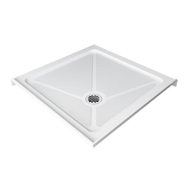 Hlihome 36 in. L x 36 in. W D Corner Shower Pan Base with Center Drain ...