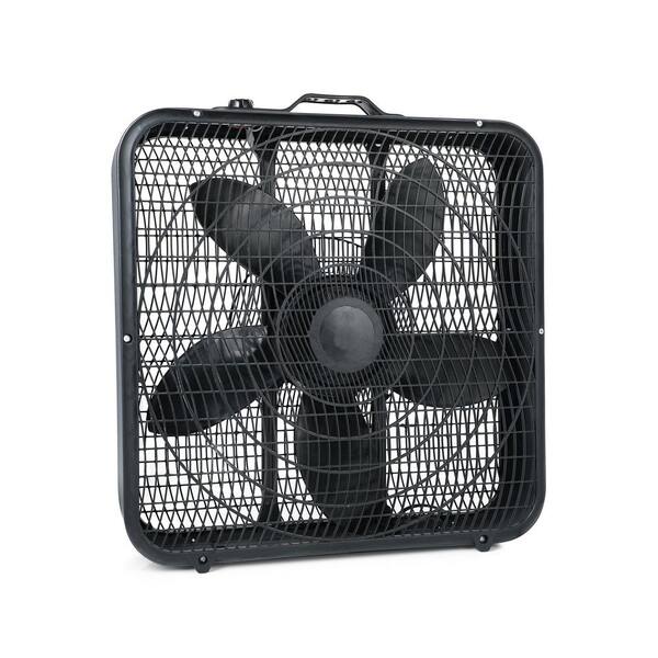 Tidoin 20 in. 3-Speed Black Box Fan with Convenient Carry Handle and ...