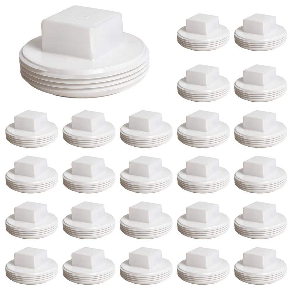 PLUMBFLEX 3 in. White Rigid PVC DWV Cleanout Plug, Male Pipe Thread ...