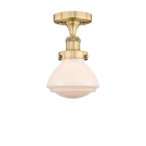 Innovations Olean 6.5 in. 1-Light Brushed Brass Art Nouveau Semi-Flush ...