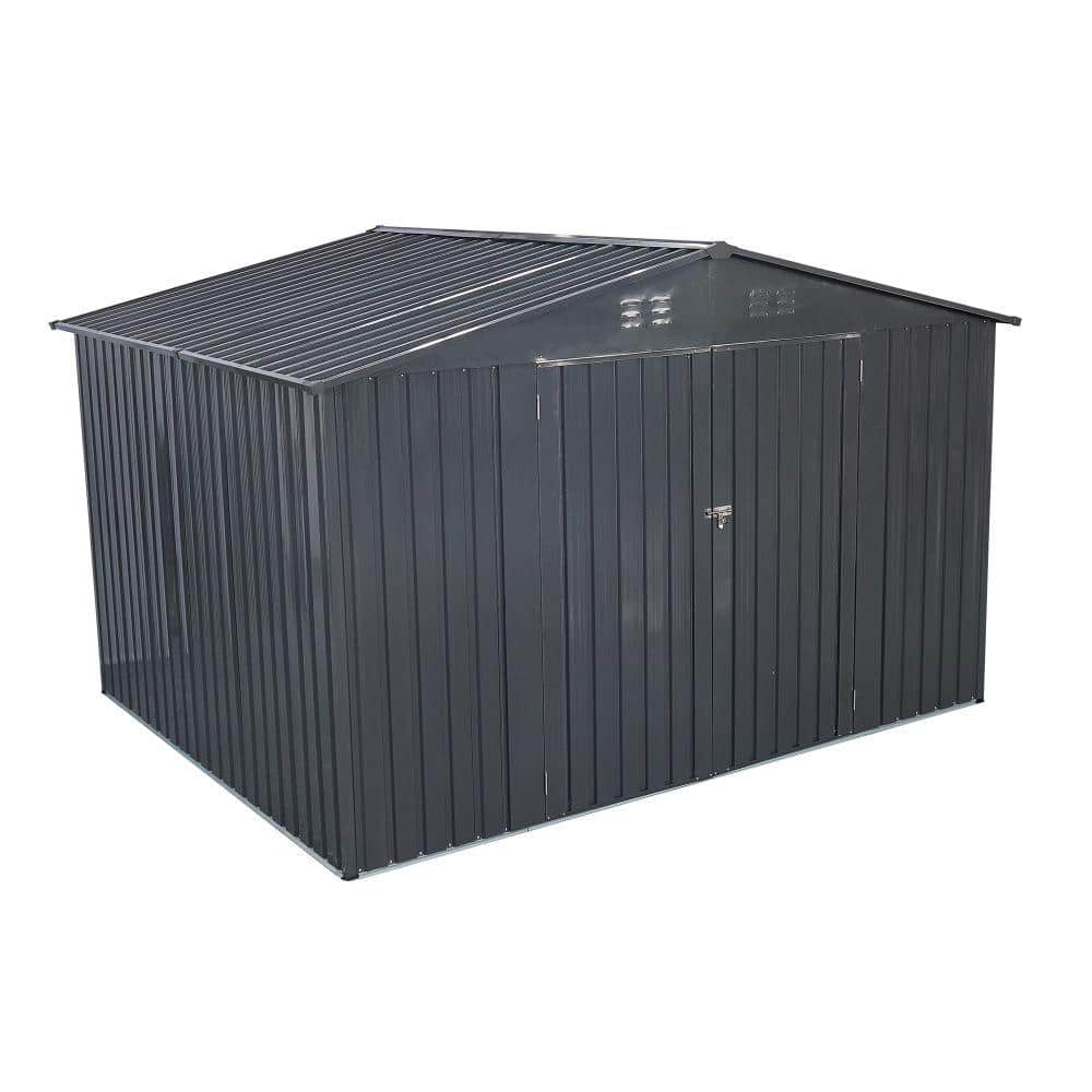 Daheat Dire 10 ft. W x 8 ft. D Outdoor Grey Metal Storage Sheds with ...