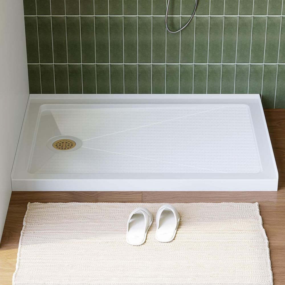 HOROW 48 in. L x 32 in. W Alcove Shower Pan Base with Left Drain BS4832 ...