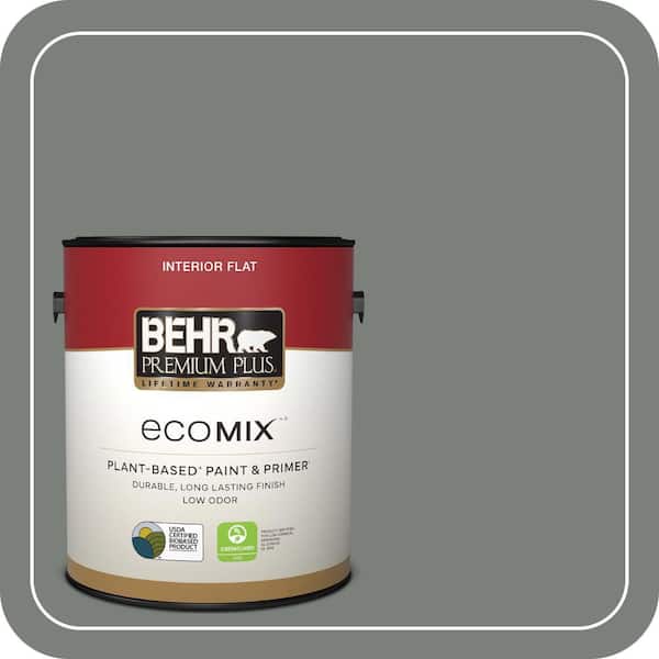 BEHR PREMIUM PLUS 1 gal. #MQ6-20 Coastal Storm Flat EcoMix Plant-Based ...