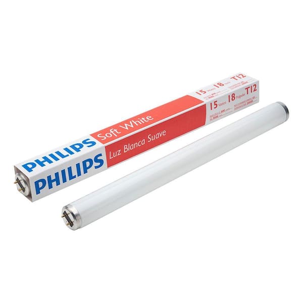 Philips 15-Watt 18 in. Linear T12 Fluorescent Tube Light Bulb Soft White (3000K) 141465 - The ...