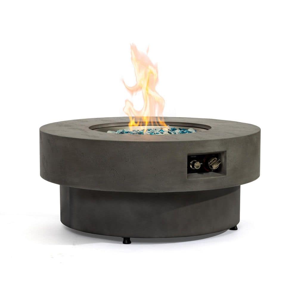 ToolCat 34 in. Round Propane Fire Pit Table, 50,000 BTU with Round ...