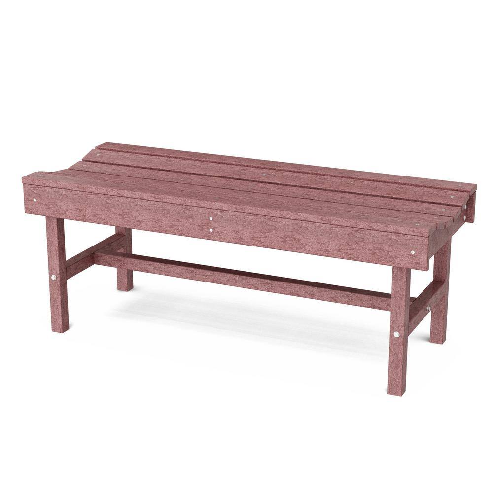 Wildridge Classic 46.5 in. Cherrywood Plastic Backless Outdoor Vineyard ...