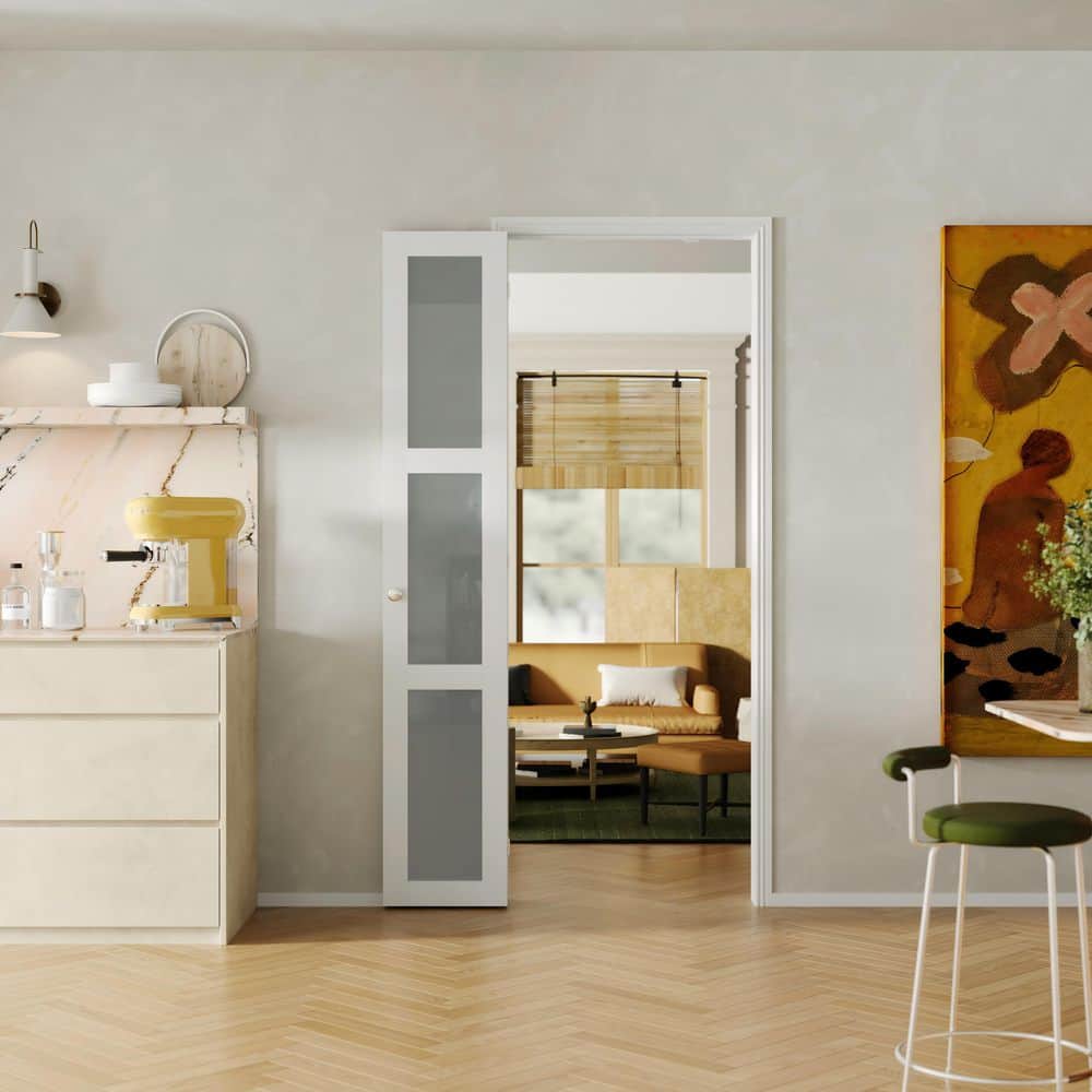 Reviews for TENONER 24 in. x 80 in. 3-Lite Frosted Glass Solid Core ...