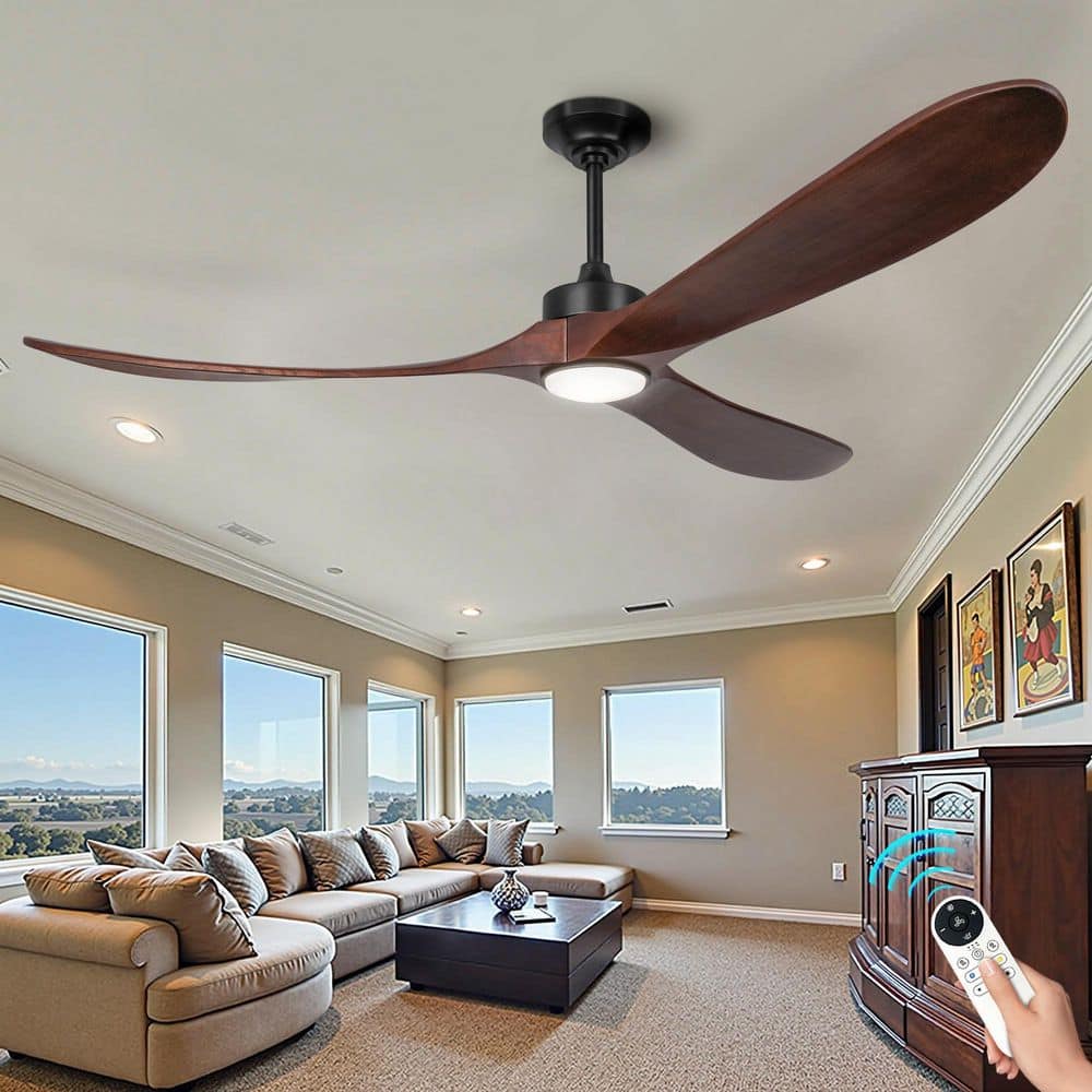 ARISKEEN 72 in. Indoor/Outdoor Black Ceiling Fans with Light, 3 ...