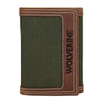 Wolverine Oil Tan Leather and Canvas Trifold Wallet in Brown/Olive WV61 ...