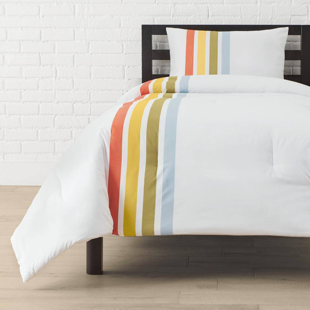 StyleWell 2-Piece Multi-Color Retro Stripe Twin/Twin XL Microfiber ...