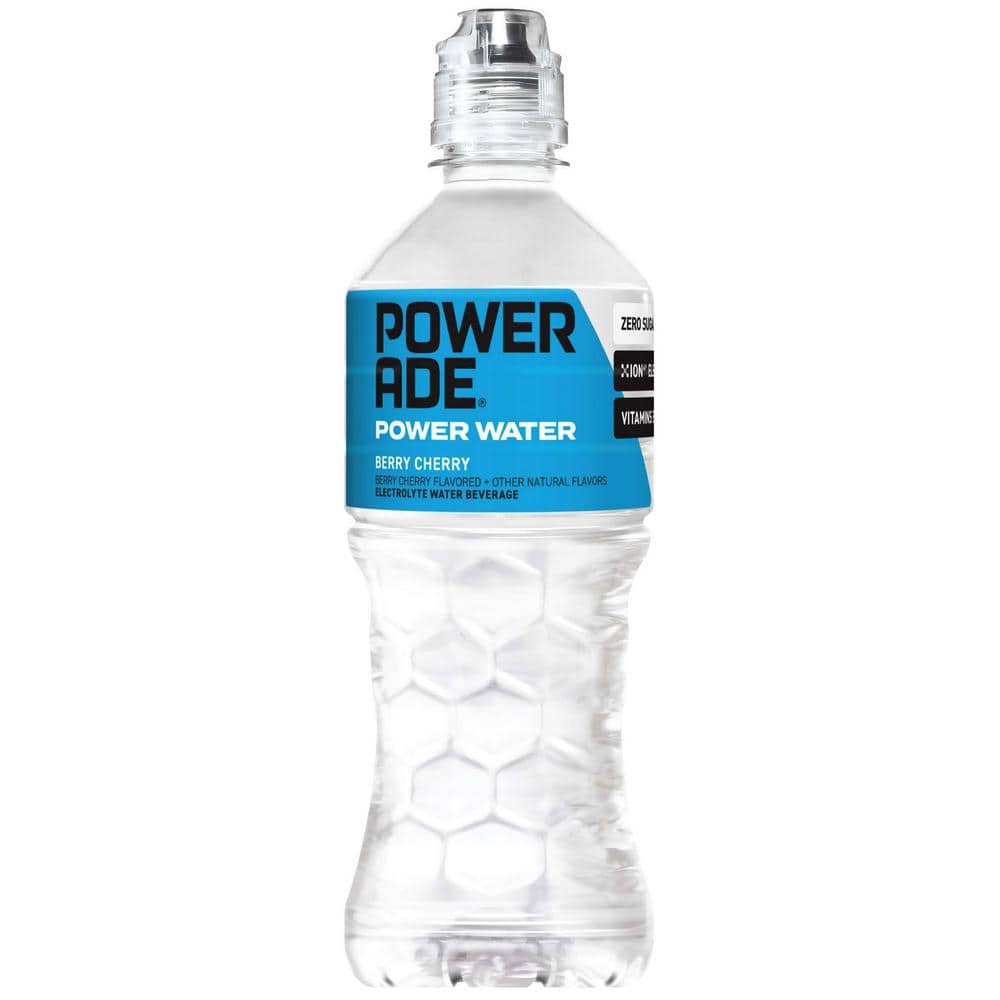 20 oz. Powerade Power Water Berry Cherry PET Sport Cap 049000530810 ...