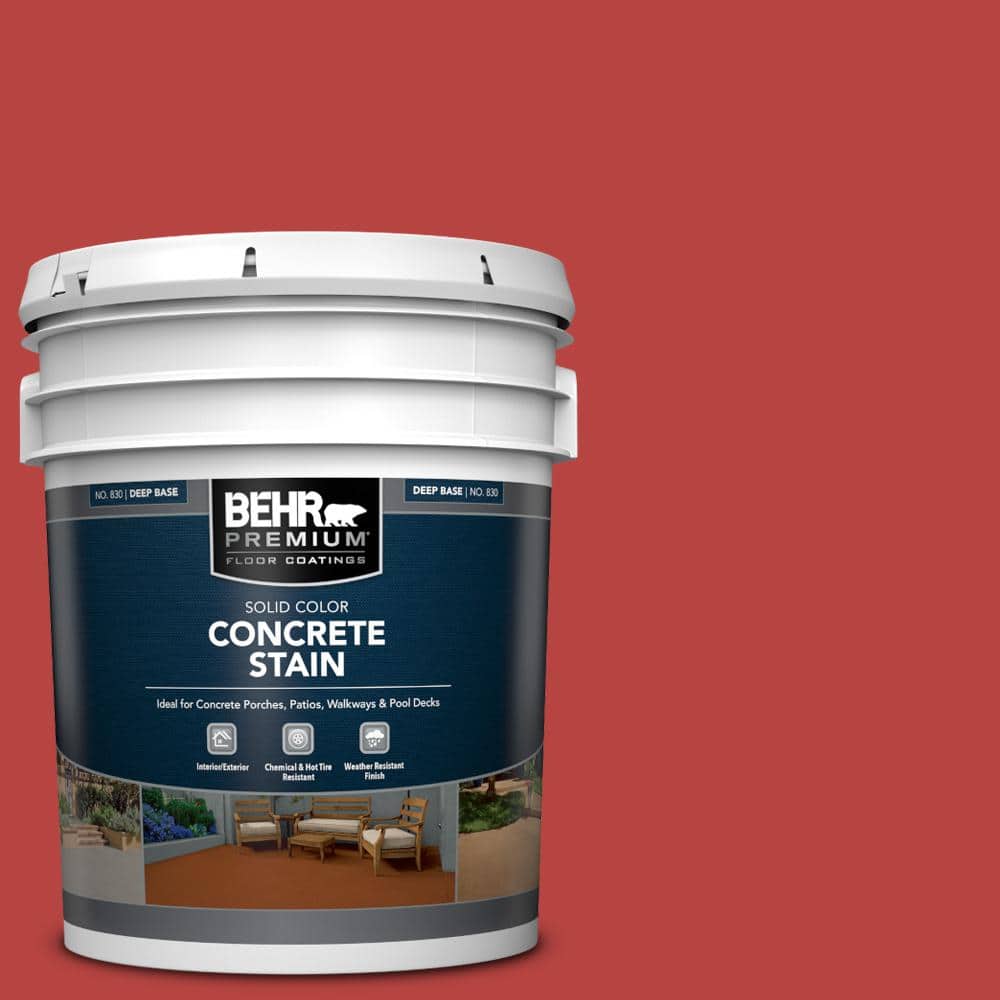 BEHR PREMIUM 5 gal. #OSHA-5 OSHA SAFETY RED Solid Color Flat Interior ...
