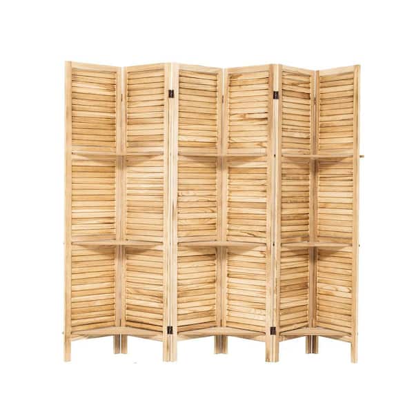 Zeus & Ruta 5.6 ft. Natural Wood Folding Privacy Screen Room Separator ...