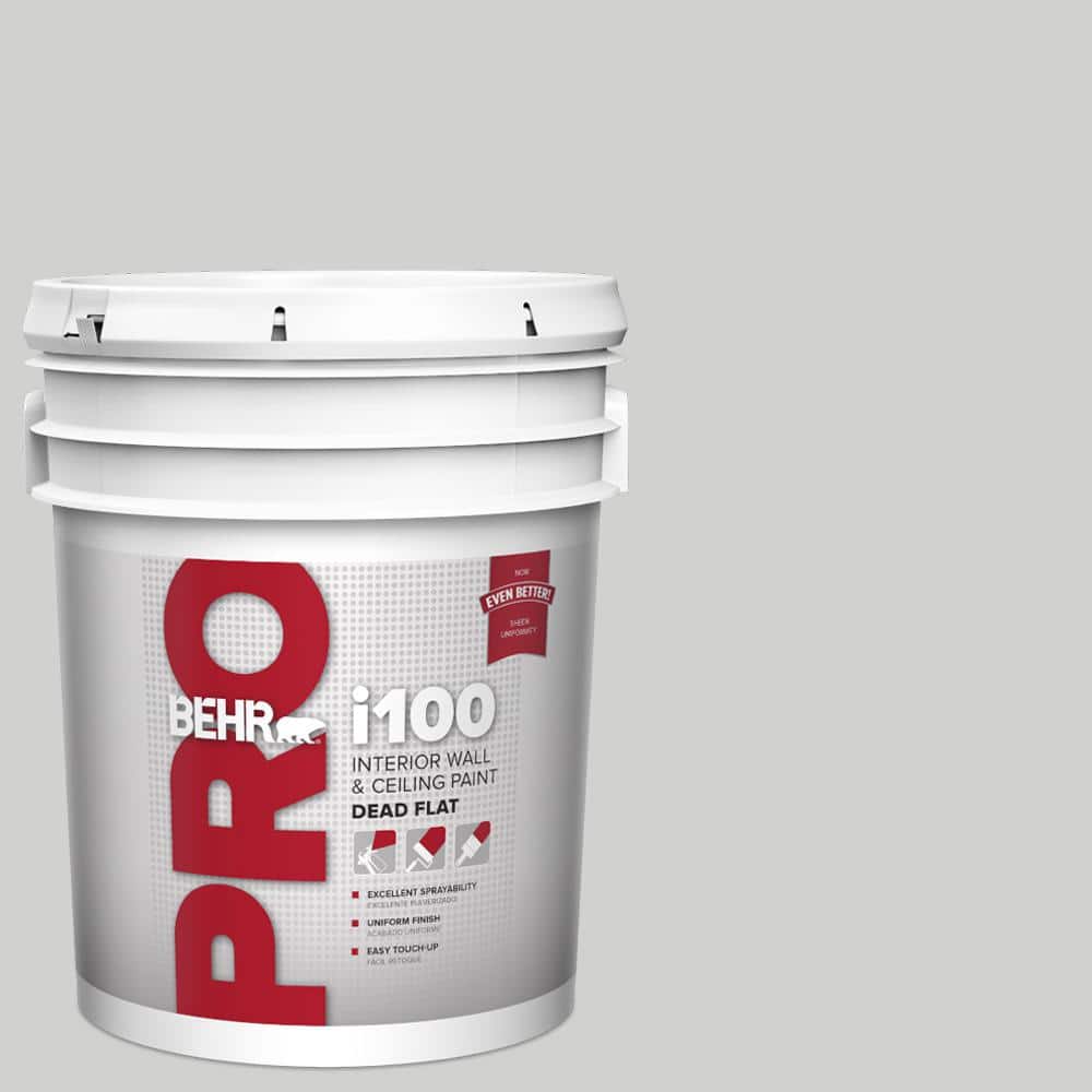 BEHR PRO 5 gal. #N520-1 White Metal Dead Flat Interior Paint PR10505 ...