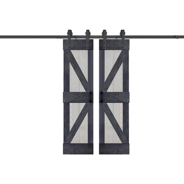 ISLIFE K Series 56 in. x 84 in. French Gray/Dark Gray Solid Wood Double ...