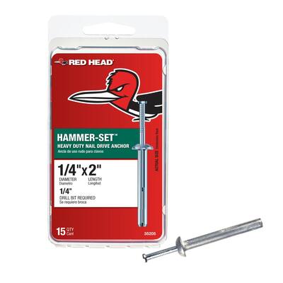 Red Head 1/4 in. x 1-1/2 in. Hammer-Set Nail Drive Concrete Anchors (15 ...