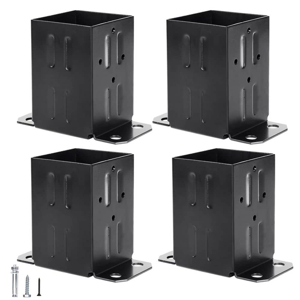 Afoxsos 4 x 4 in. 13GA Thick Steel Powder Coated Post Base Brackets ...