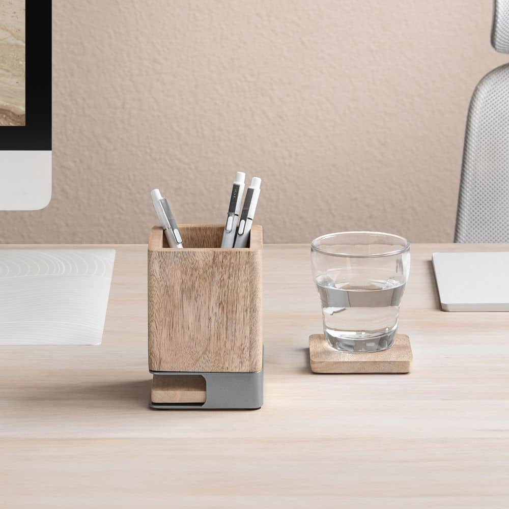 Anji Mountain Solid Wood Pen Cup Holder with 2-Coasters PCCSTR-BISNKL8 ...