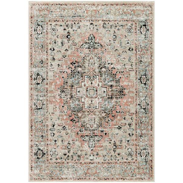 Nourison Washable Decor Peach 8 ft. x 10 ft. Center medallion ...