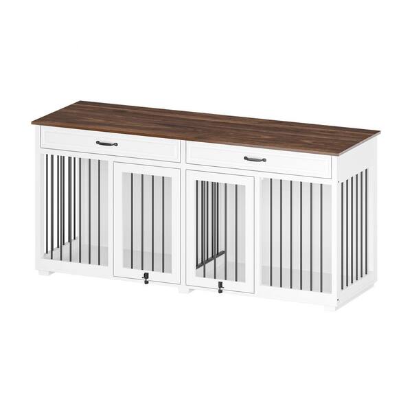 FUFU&GAGA Indoor Large Furniture Style Dog House Kennel with 2 Drawers, Large Dog Crate Cage ...