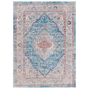 SAFAVIEH Madison Light Blue/Beige 8 ft. x 10 ft. Geometric Area Rug ...