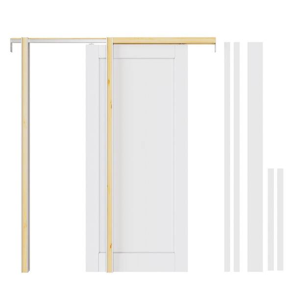 ARK DESIGN 36 in. x 80 in. Paneled Blank White Primed Wood Sliding ...