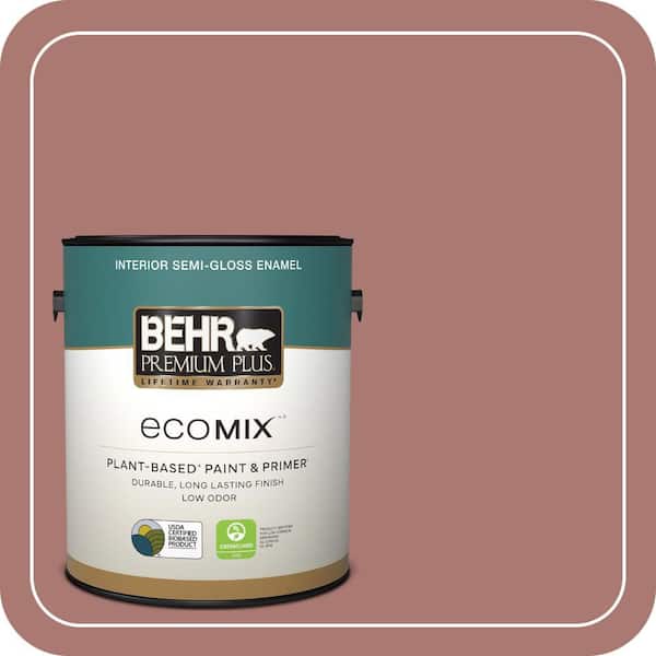 BEHR PREMIUM PLUS 1 gal. #160F-5 Rum Spice Semi-Gloss Enamel EcoMix ...