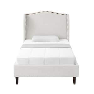 Rustic Manor Knight Cream White Wood Frame King Size Platform Bed With ...